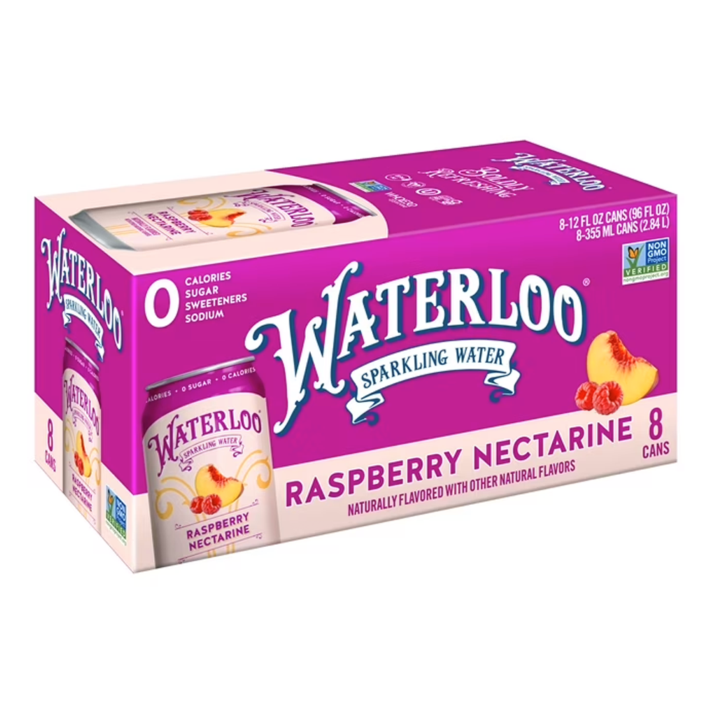 Buy Waterloo Water Sparkling Raspberry Nectarine 8 pk – Can – 12oz ...